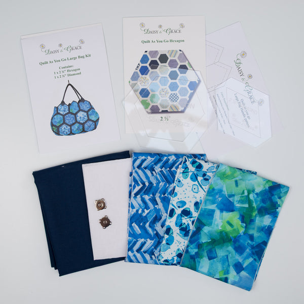 Quilt as you go Large Bag Kit - Blue Ocean – Daisy and Grace